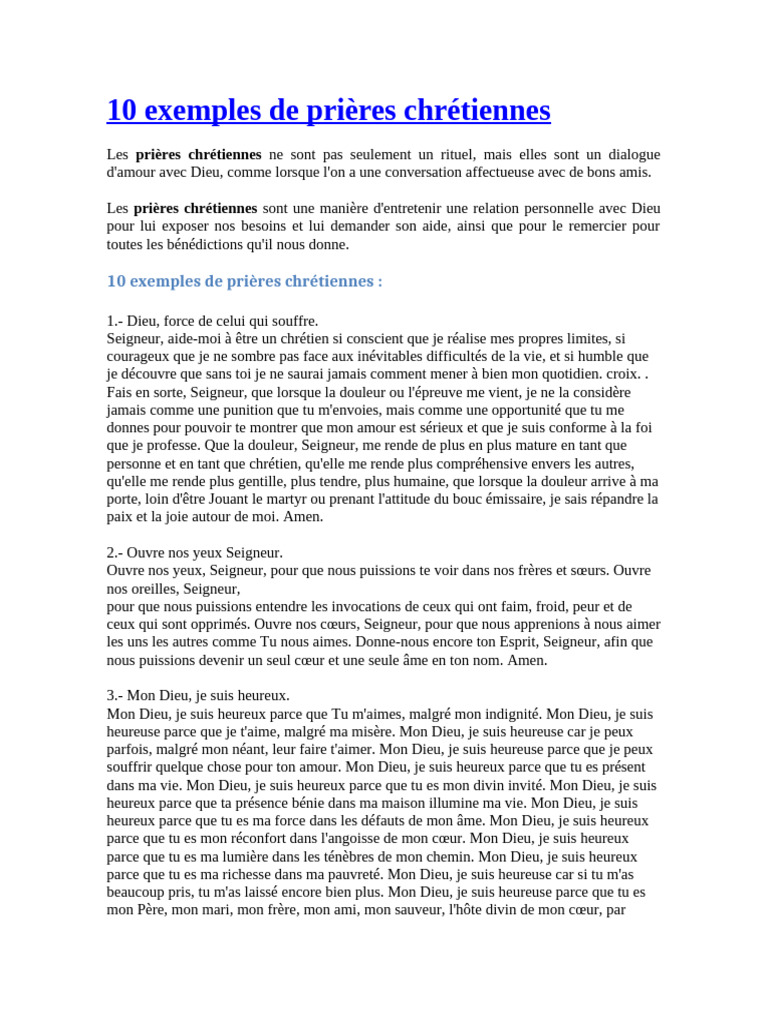 10 Exemples de Phrases Chrétiennes | PDF | Prière | Dieu