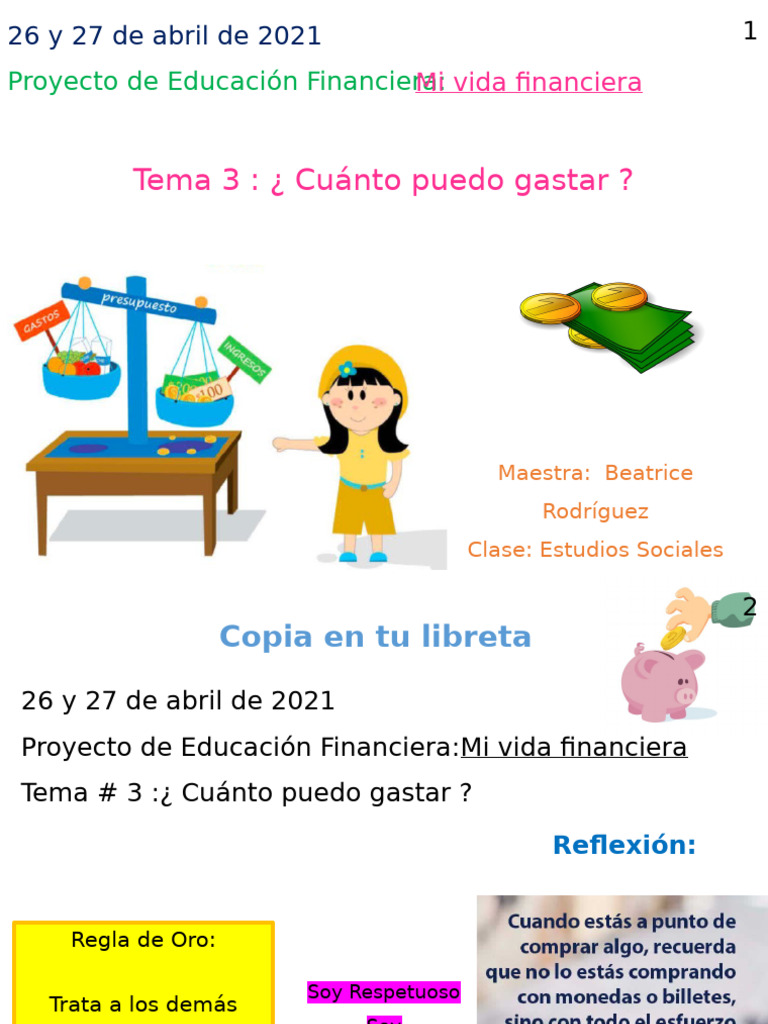 Educación Financiera: Presupuesto Personal | PDF