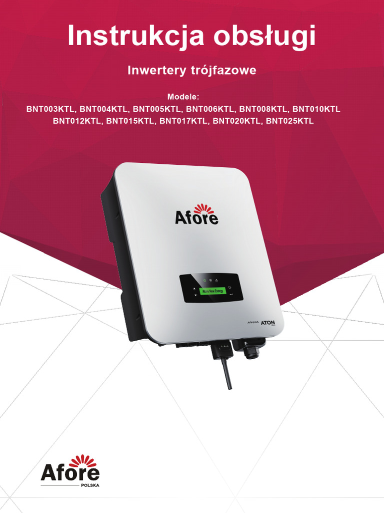 AFORE Instrukcja BNT 003-025 KW ATON | PDF