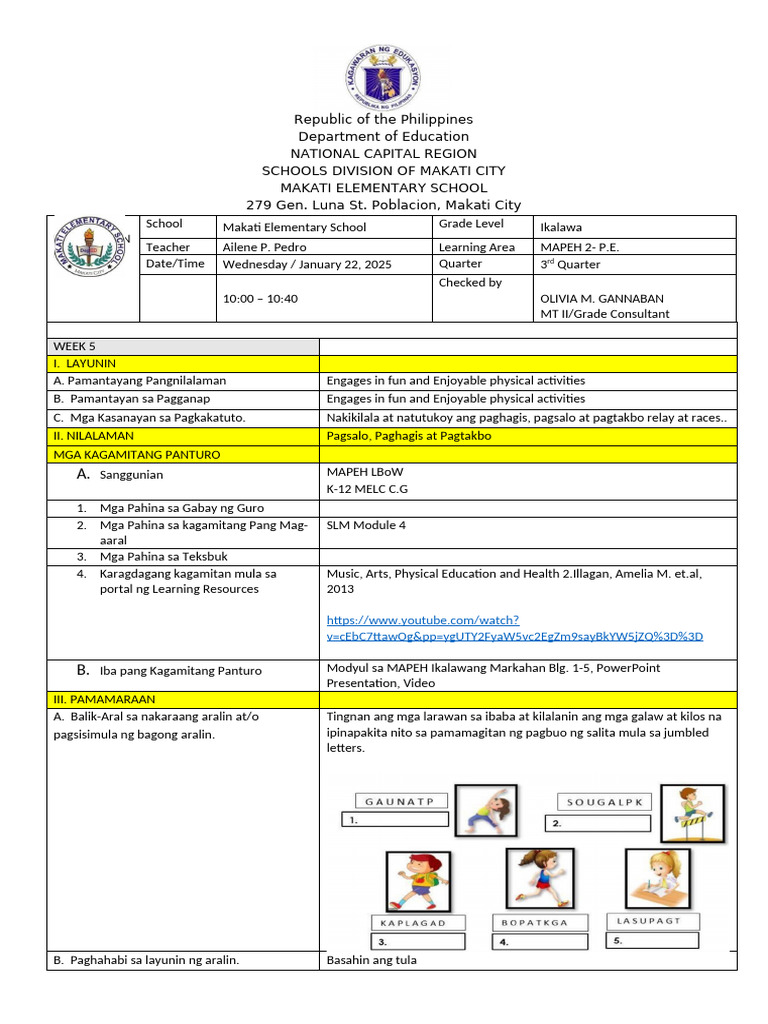 Mapeh P.E. January 15, 2025 | PDF