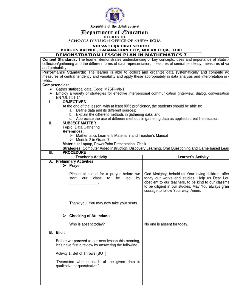 Cot 3 Pdf Learning Data