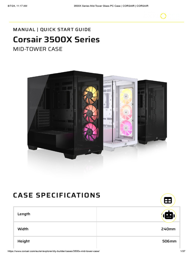 Corsair 3500x Mid Tower Wit | PDF | Solid State Drive | Hard Disk Drive