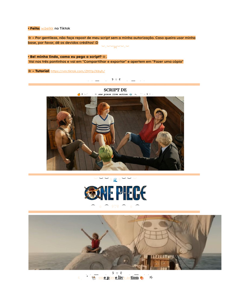 Script One Piece Live Action | PDF | Unha