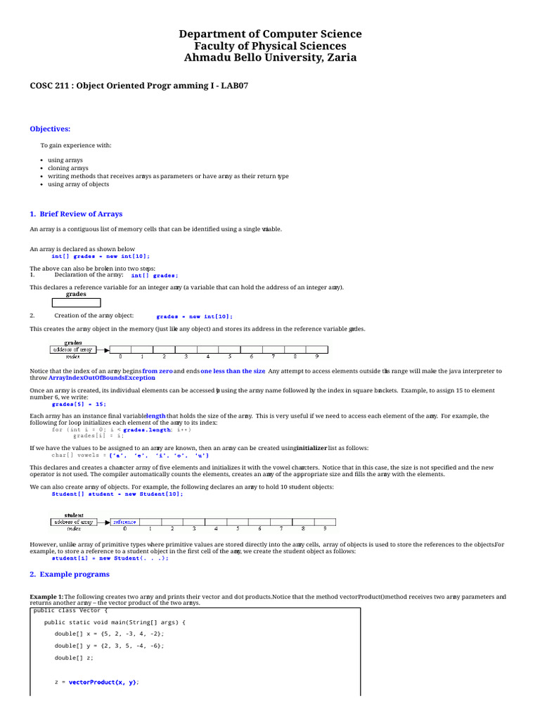 LAB07-Department of Computer Science | PDF | Integer (Computer Science) | Software Development