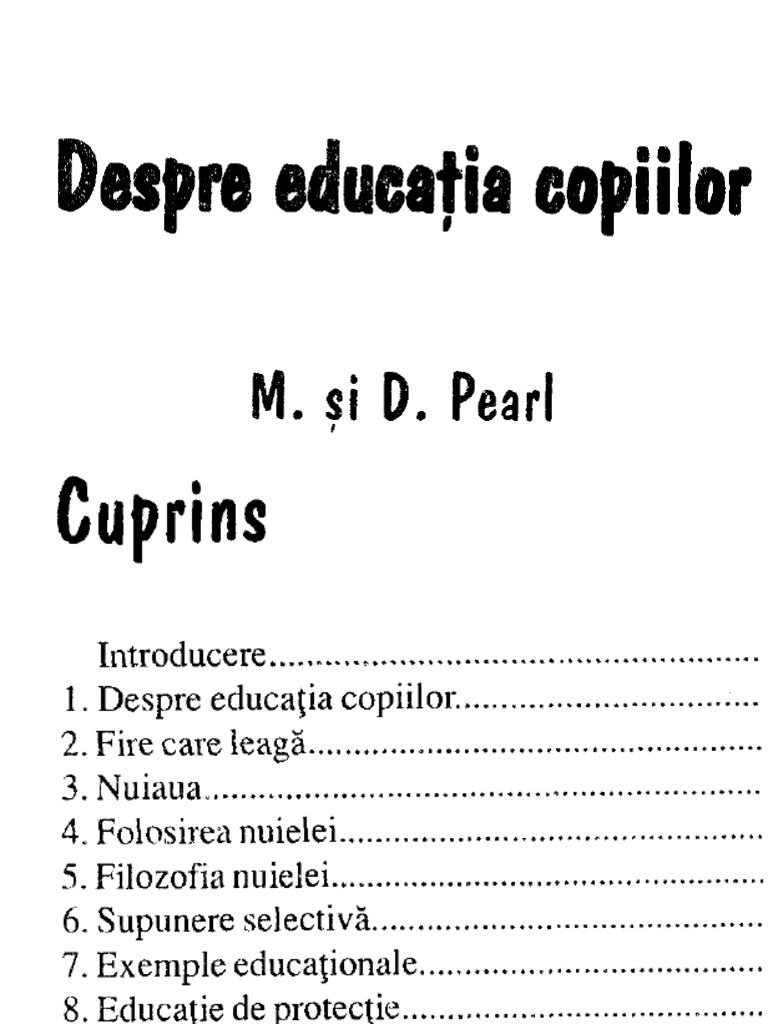Despre Educatia Copiilor de M. Si D. Pearl | PDF