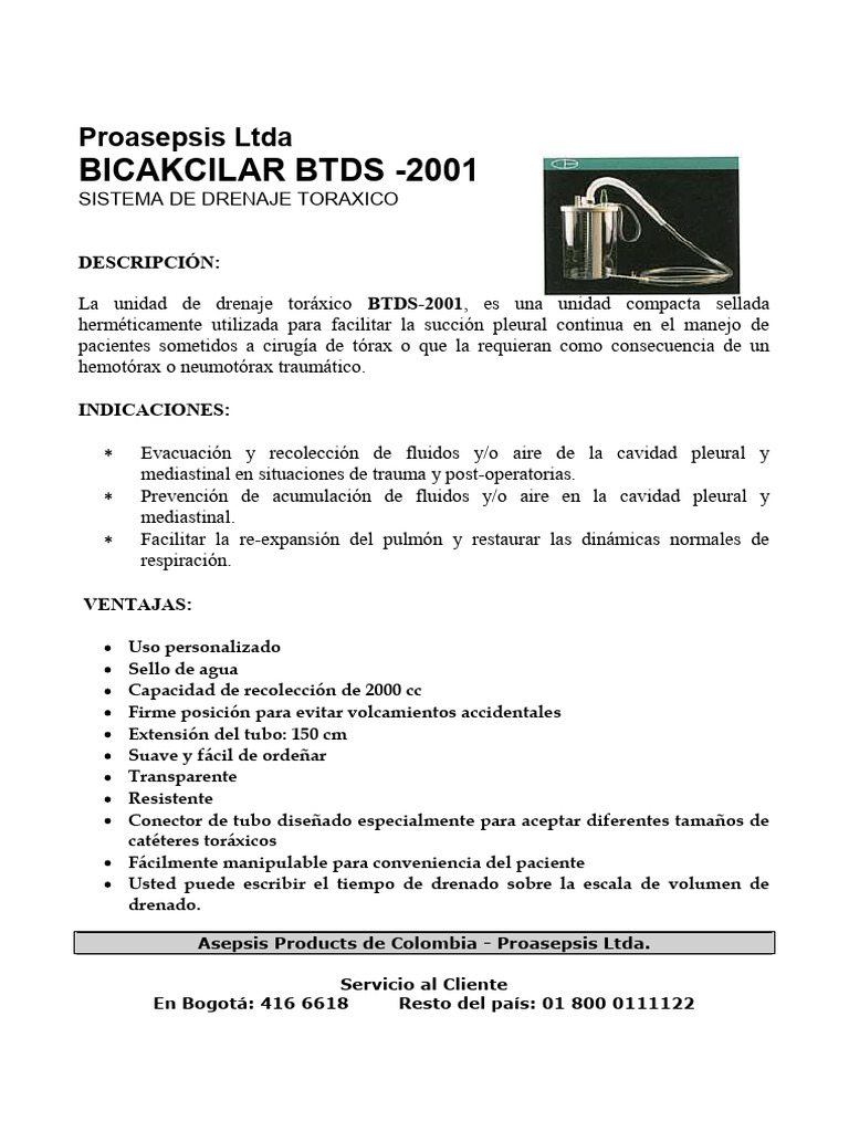 FICHA TECNICA-SIS DRENAJE TORACICO (1) | PDF
