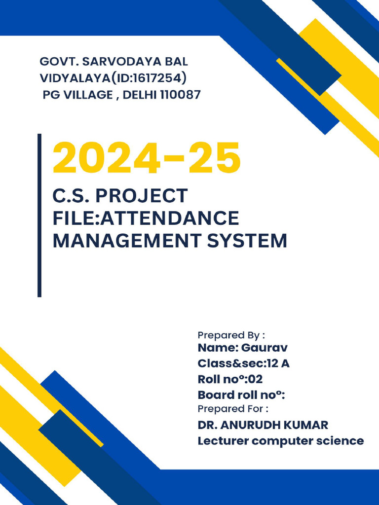 Cs Project File Attendance Management System | PDF