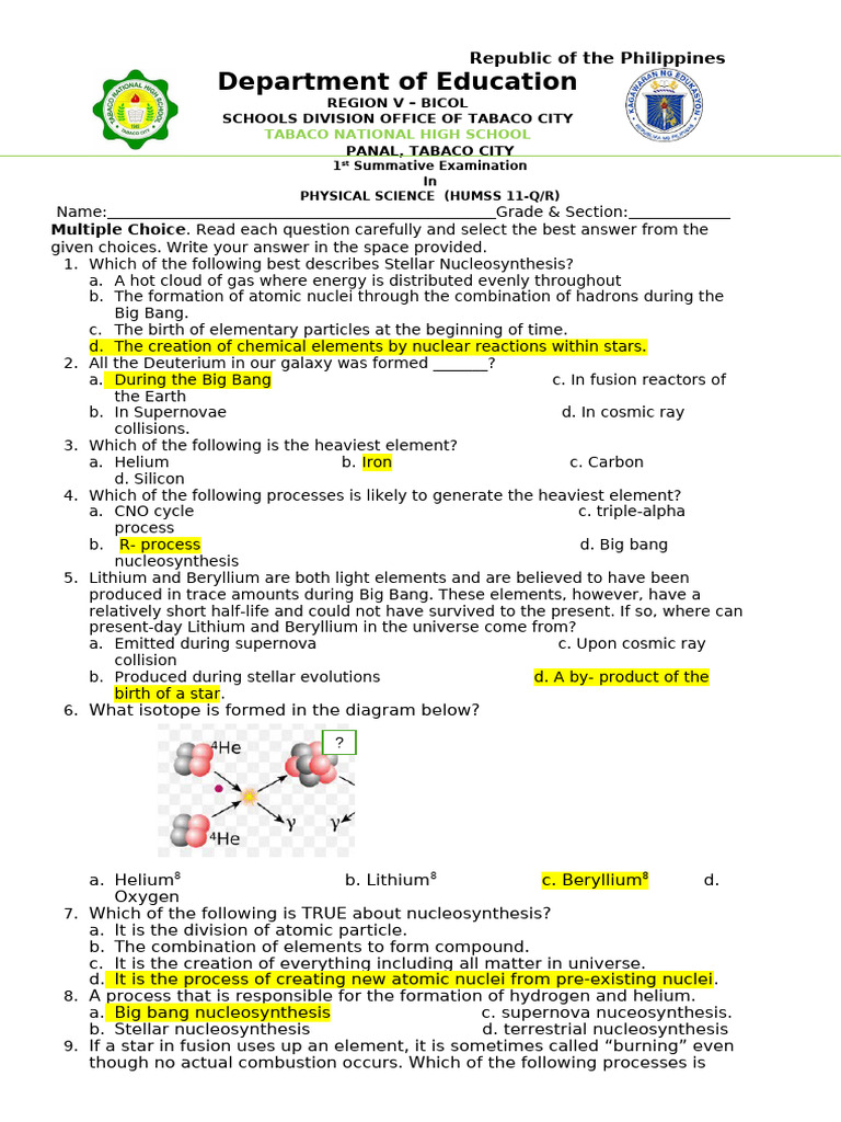 summative in physical science | PDF | Radioactive Decay | Neutron