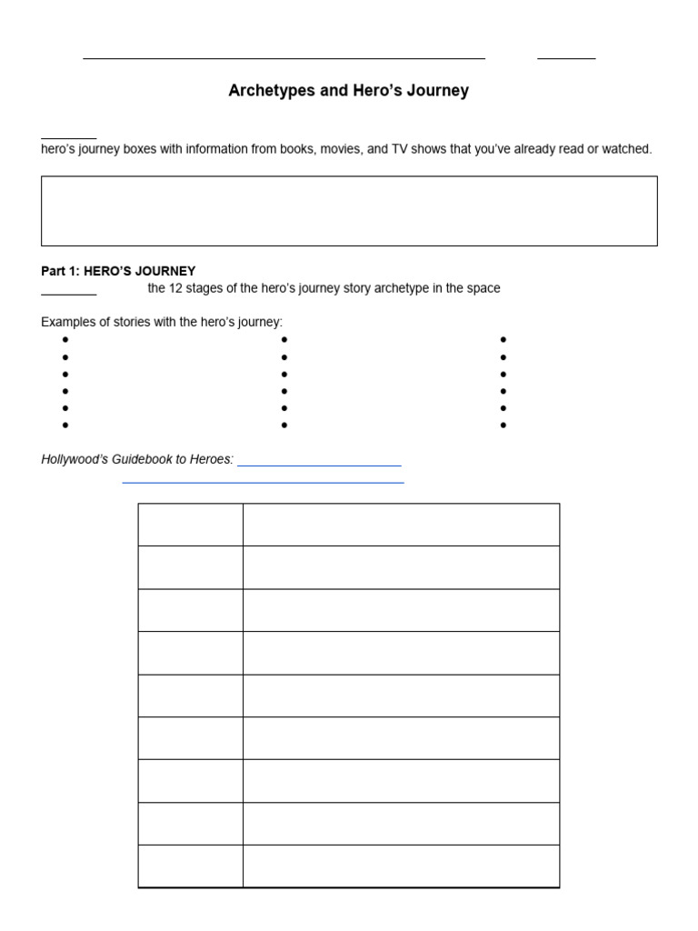 Archetype & Hero's Journey Review | PDF