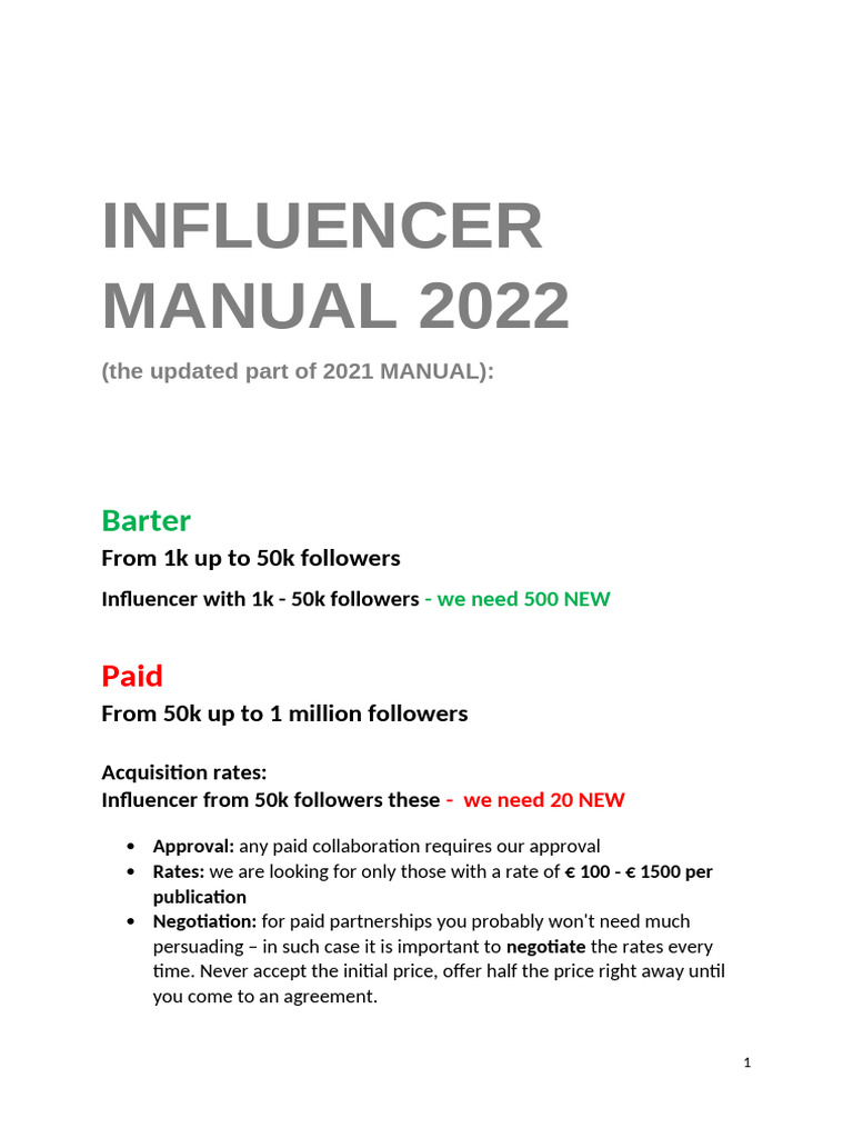 Influencers Manual 2022 Updated | PDF