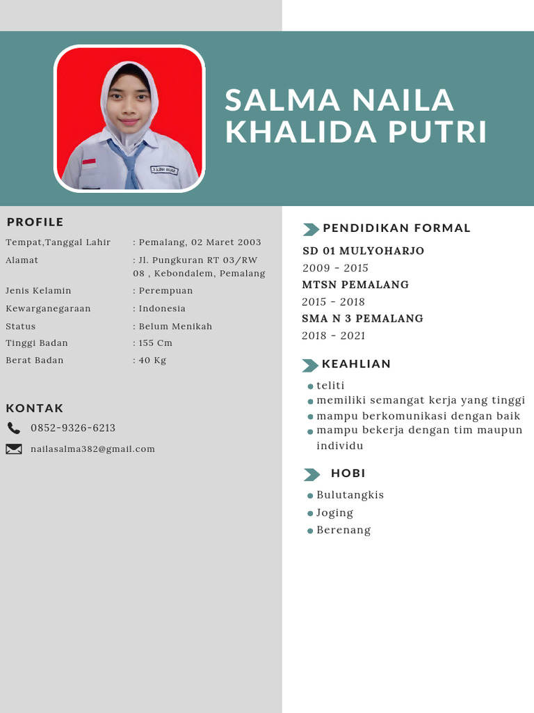 CV Salma Lili - 081957 | PDF