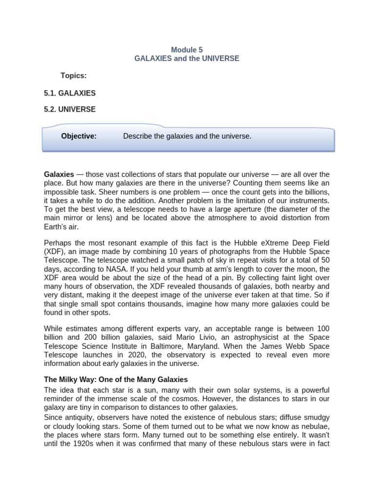 Module 5 Astronomy 074951 | PDF | Galaxy | Milky Way
