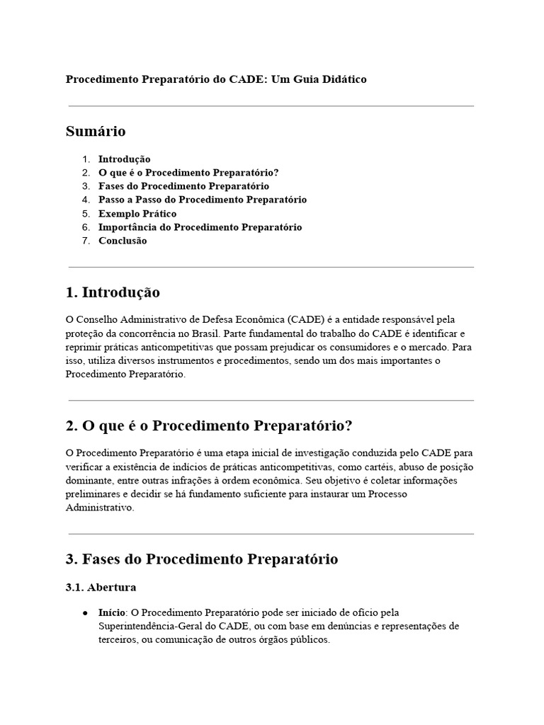 Guia do Procedimento Preparatório do CADE | PDF | Lei da Concorrência ...
