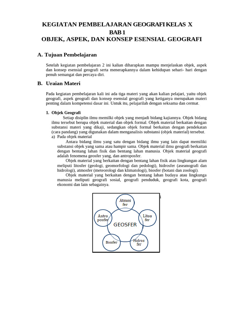 Modul Bab 1 - A Aspek Dan Konsep Geografi | PDF