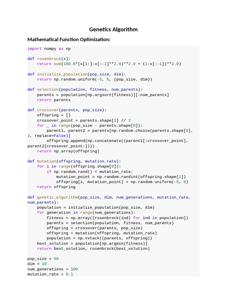 GENETIC ALGORITHM | PDF