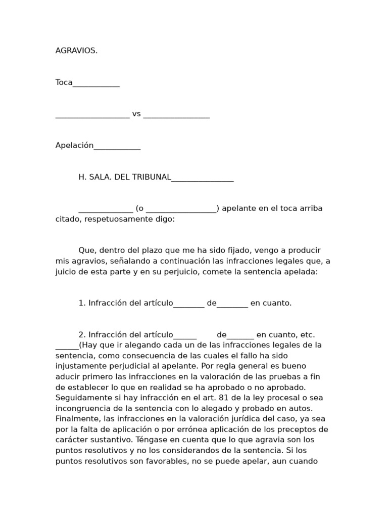 Agravios en Apelacion | PDF | Apelación | Ley procesal