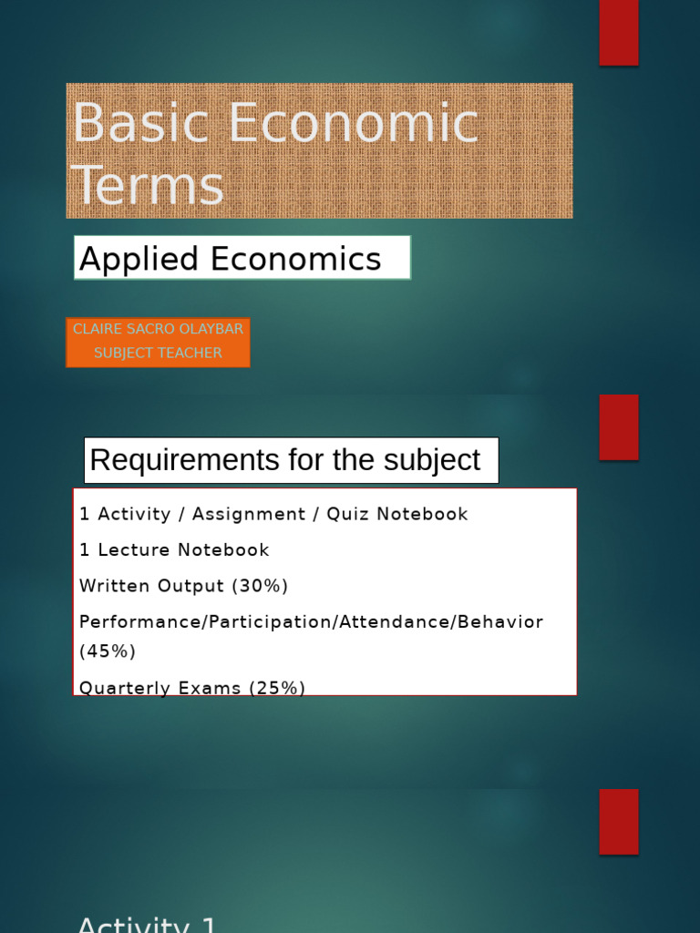 Basic Economic Terms | PDF | Economics | Factors Of Production