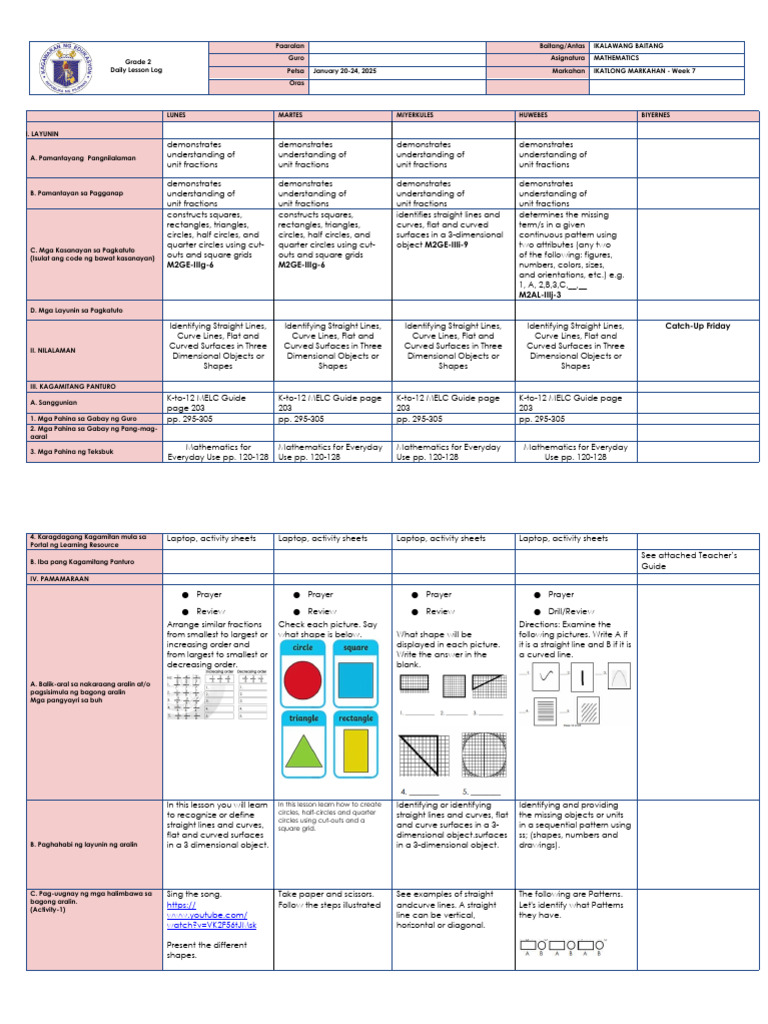 Q3-Week7-Dll-Mathematics 2 | PDF | Shape | Rectangle