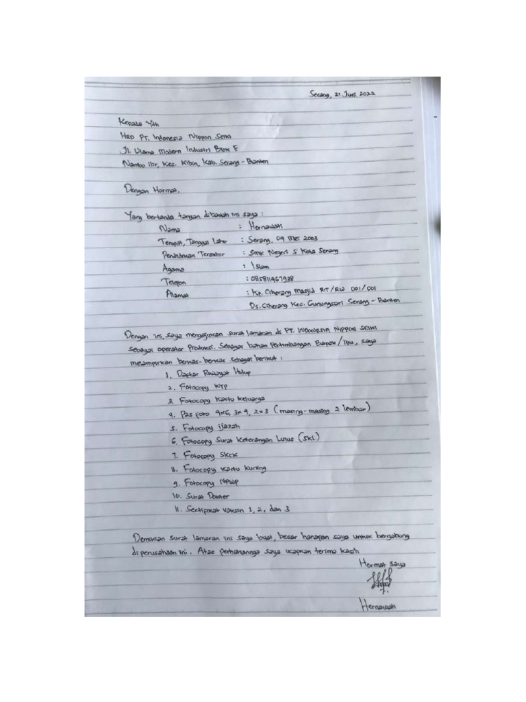 Berkas Lamaran Hernawati_compressed | PDF