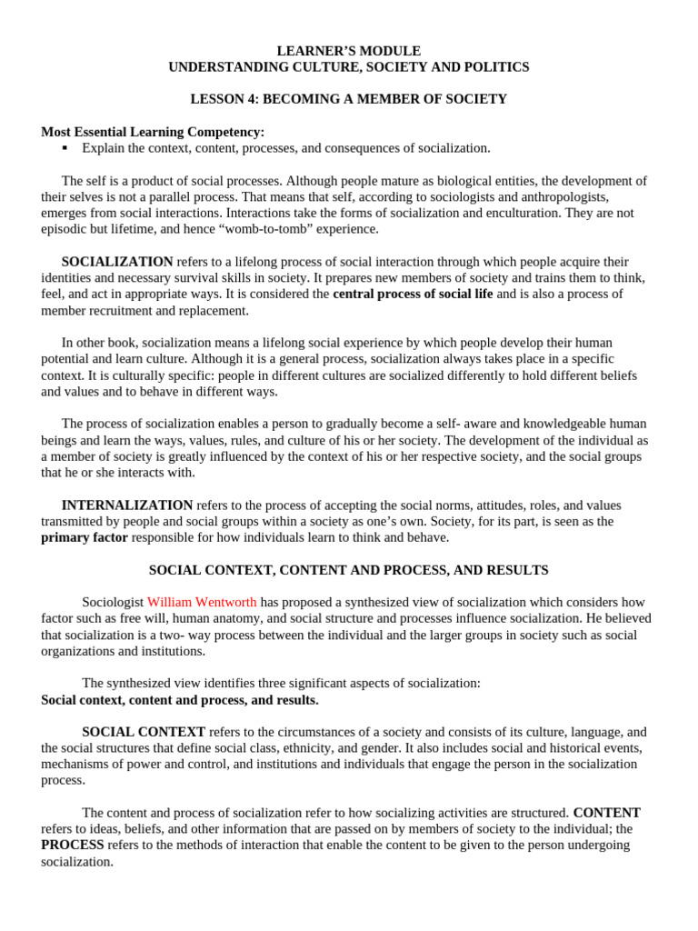 UCSP-4 | PDF | Socialization | Conformity