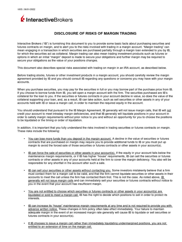 Margin Trading Disclosure | PDF | Margin (Finance) | Short (Finance)