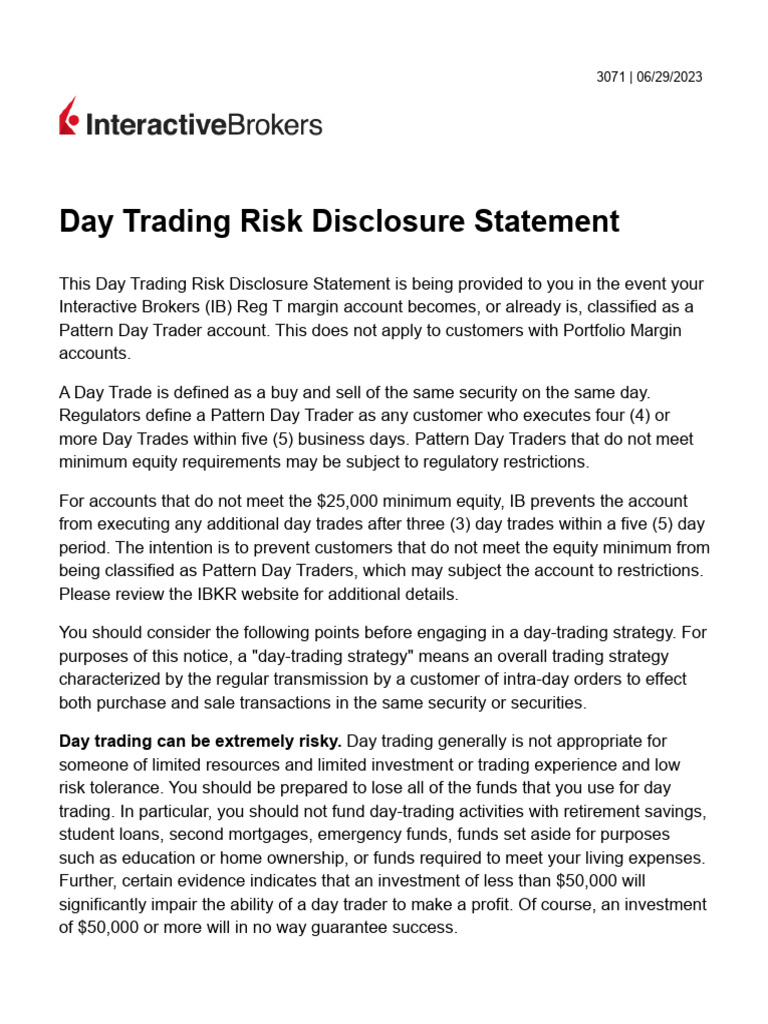 Day Trading Statement Disclosure | PDF | Day Trading | Investing