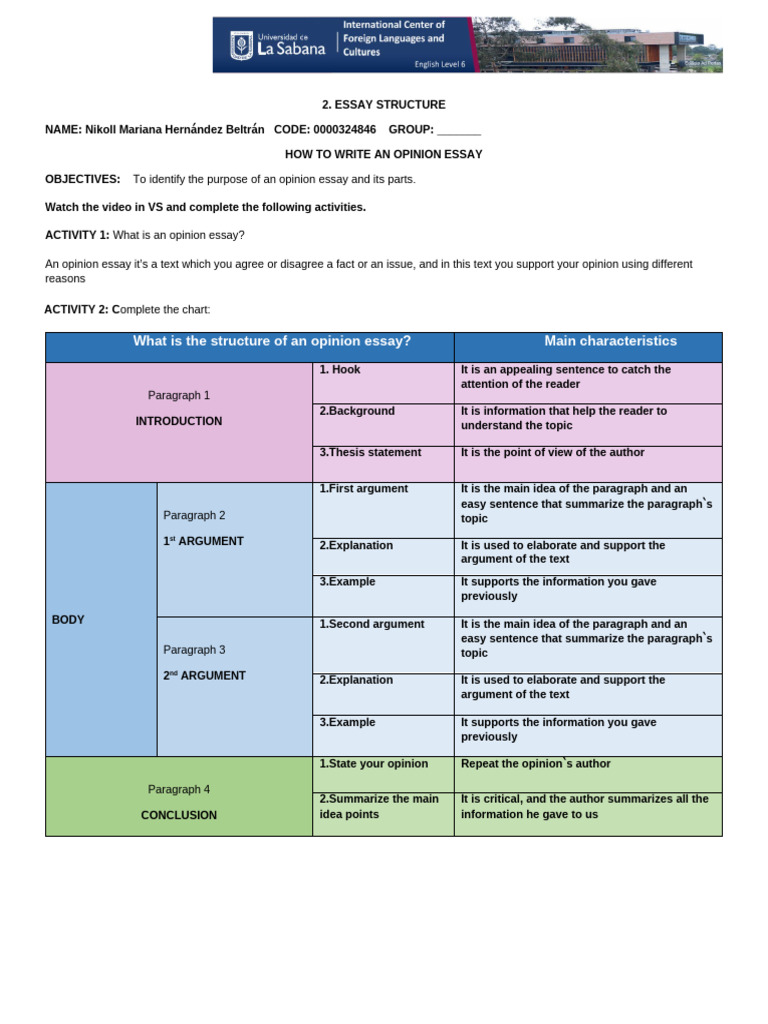 2. Essay Structure | PDF | Essays | Argument
