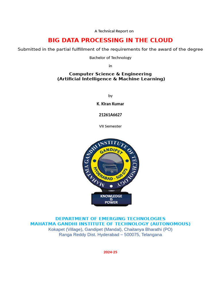 Seminar_Report kiran | PDF | Cloud Computing | Big Data