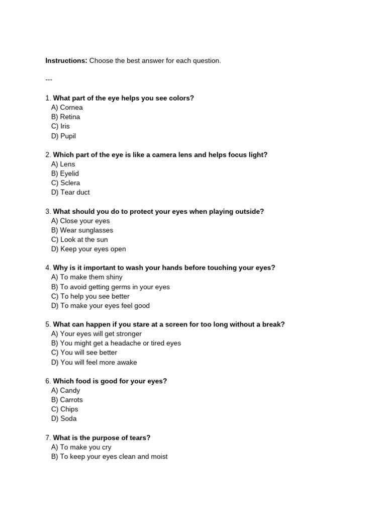 Grade Level 3 - Quiz Science | PDF | Skin | Eye
