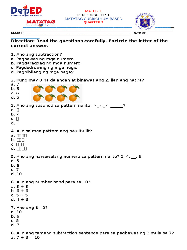 MATH Tagalog | PDF