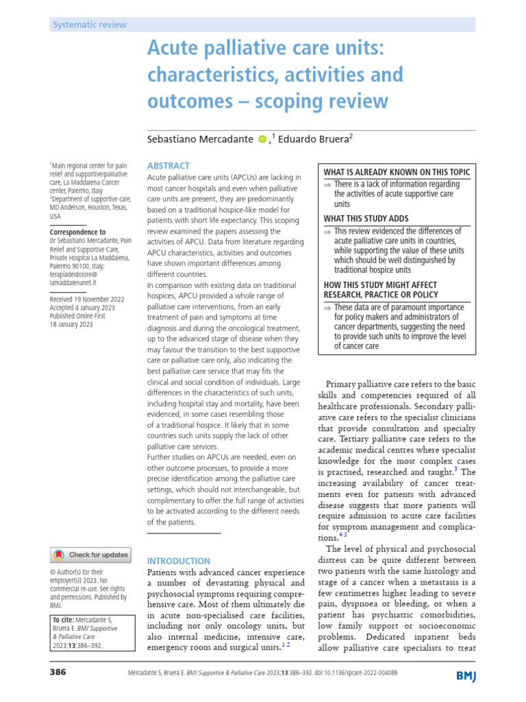 Criteria For Referral To A Palliative Care Hospitalization Unit | PDF ...