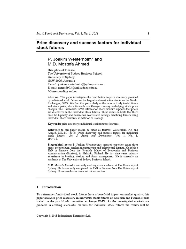 Price Discovery and Success Factors For Individual Stock Future | PDF ...