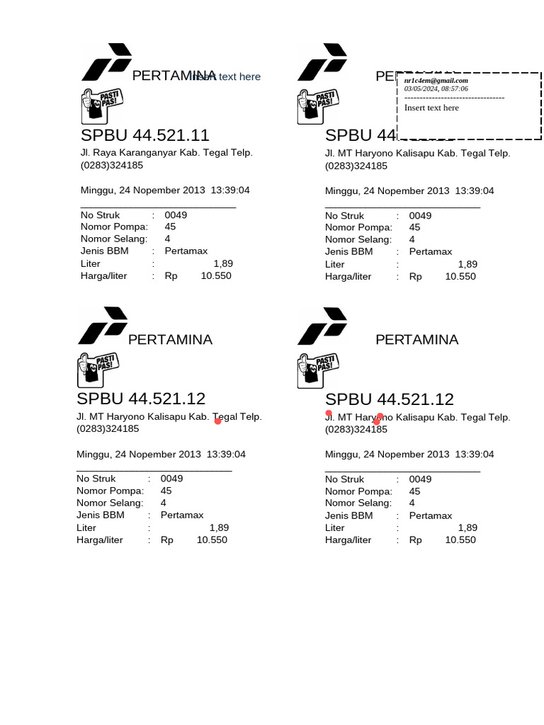 Contoh Nota SPBU POM BENSIN | PDF