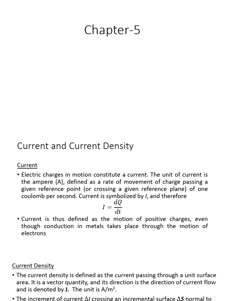 Chapter-5 (Current and Current Density) - 01 | PDF | Electric Current | Electrical Resistivity ...