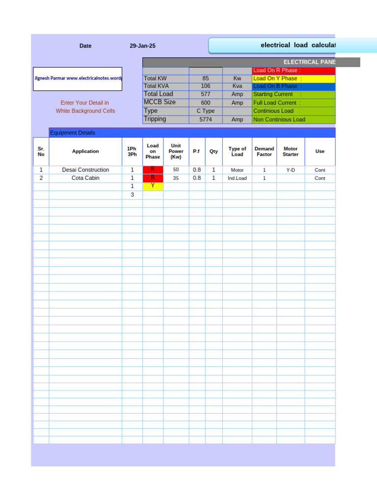 Electrical Load Calculation Summary | PDF | Sustainable Technologies ...
