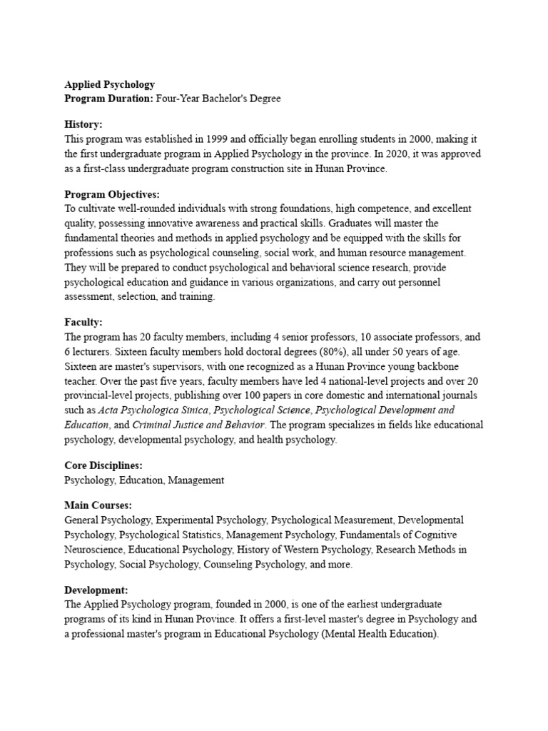 S1 Applied Psychology HNUST | PDF | Psychology | Applied Psychology