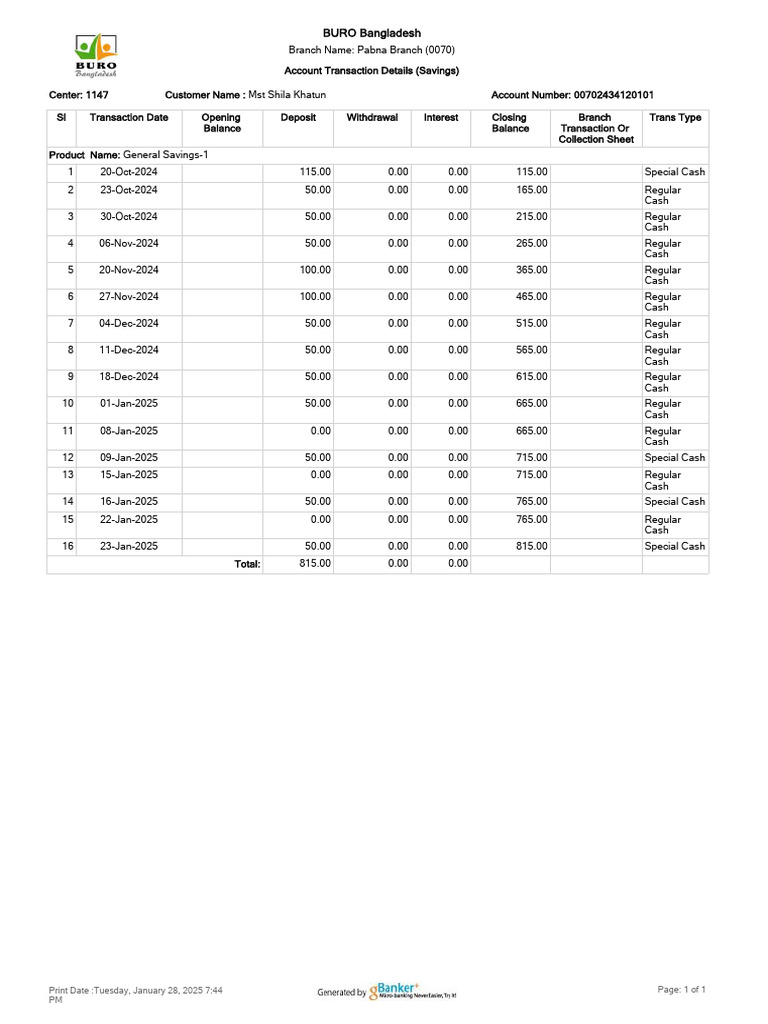 Generate Account Transaction Details Savings Report | PDF | Cash | Financial Services