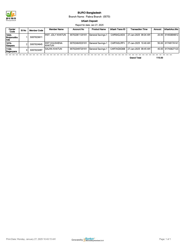 Getb Kash Transaction Log Report | PDF