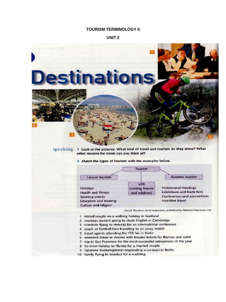Unit 2 Tourism Terminology | PDF | Verb | Tourism