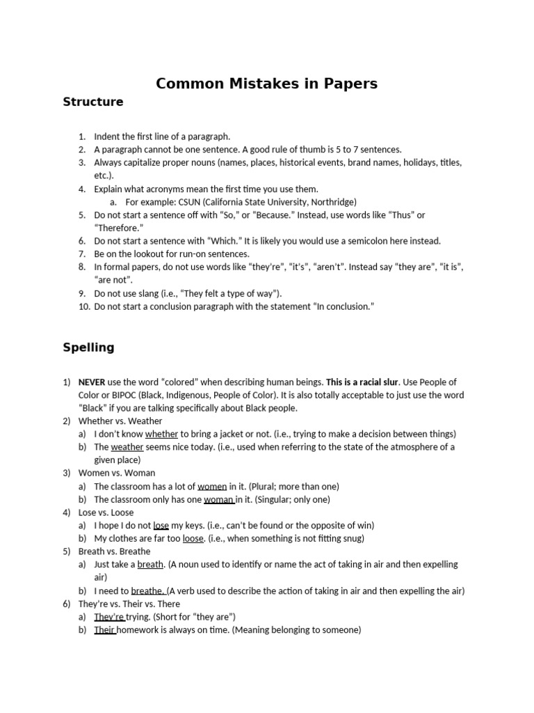 Common Mistakes in Papers (1) | PDF | Grammatical Number | Paragraph