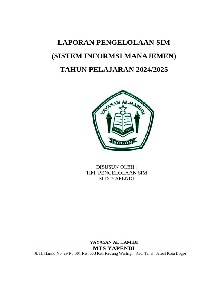 Laporan Pengelolaan SIM MADRASAH | PDF