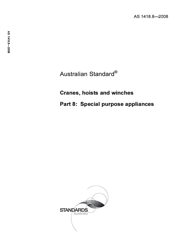 As 1418.8-2008 | PDF | Crane (Machine) | Force