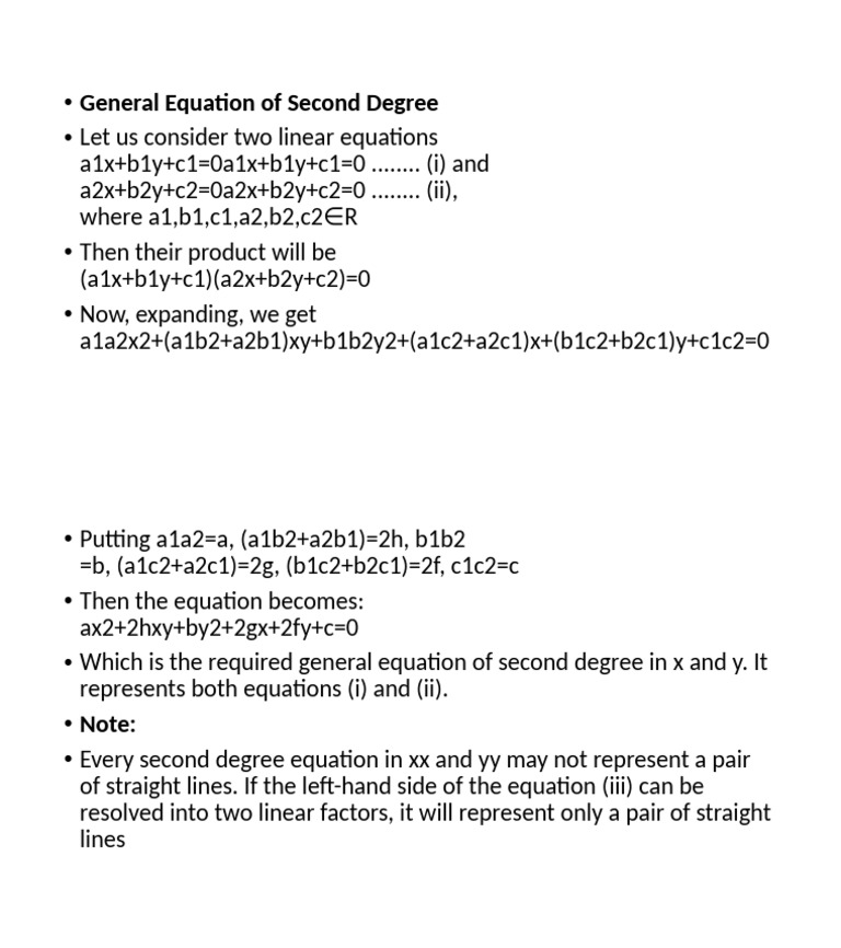 General Equation of Second Degree | PDF