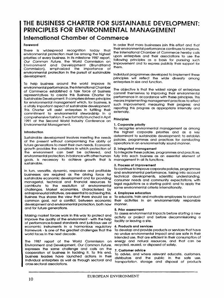 The Business Charter For Sustainable Development Principles For | PDF ...