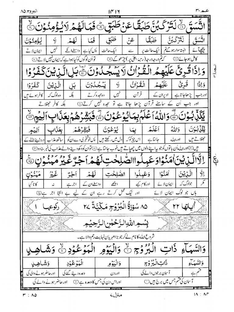 Surah 85 Al Buruj Urdu Tarjuma | PDF