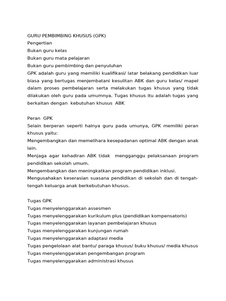 Administrasi GPK | PDF