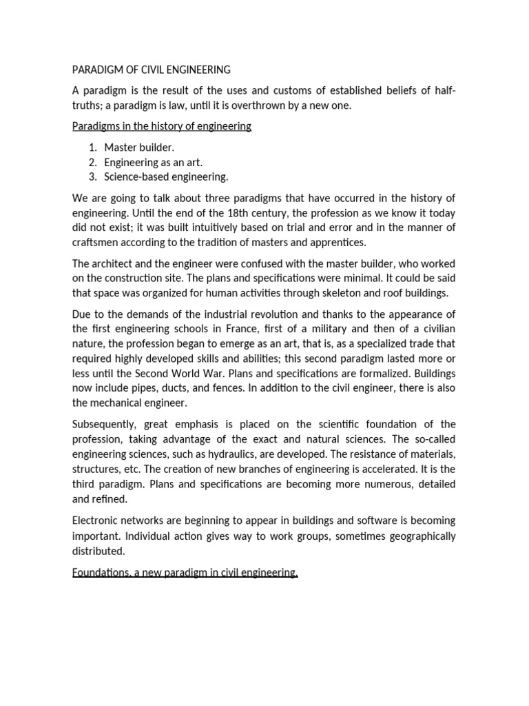 Paradigm of Civil Engineering | PDF | Engineering | Science