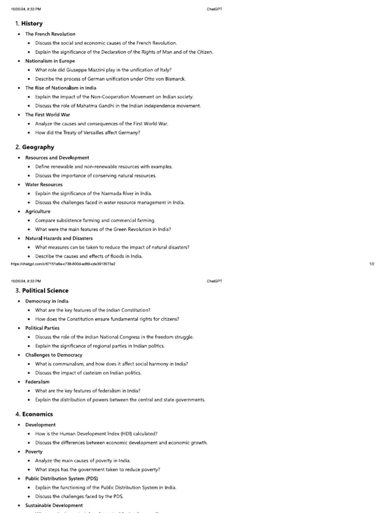 SST X Cbse Pattern | PDF