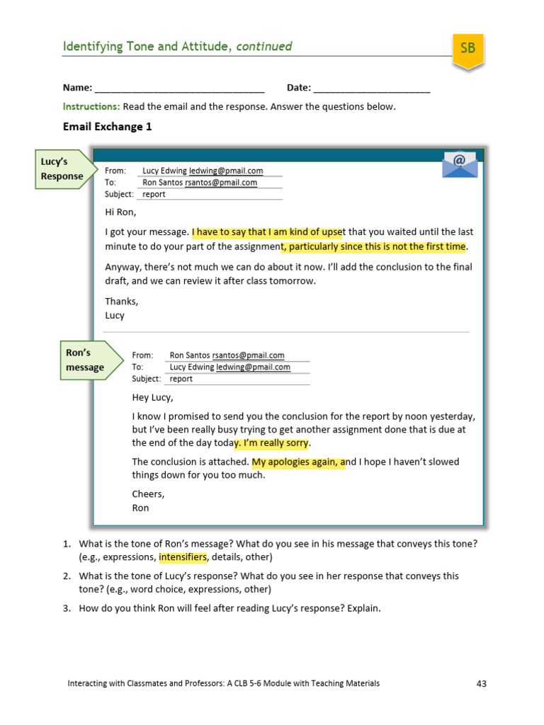 Emails Tones and Attitudes | PDF