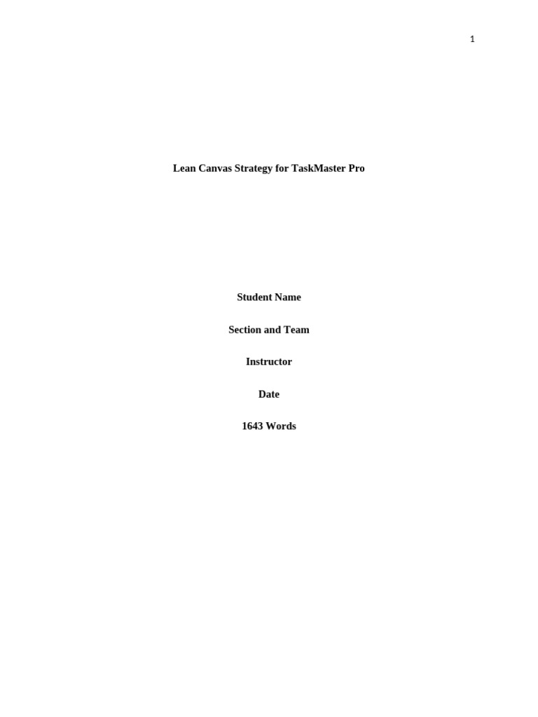 Lean Canvas Strategy For TaskMaster Pro | PDF | Project Management ...